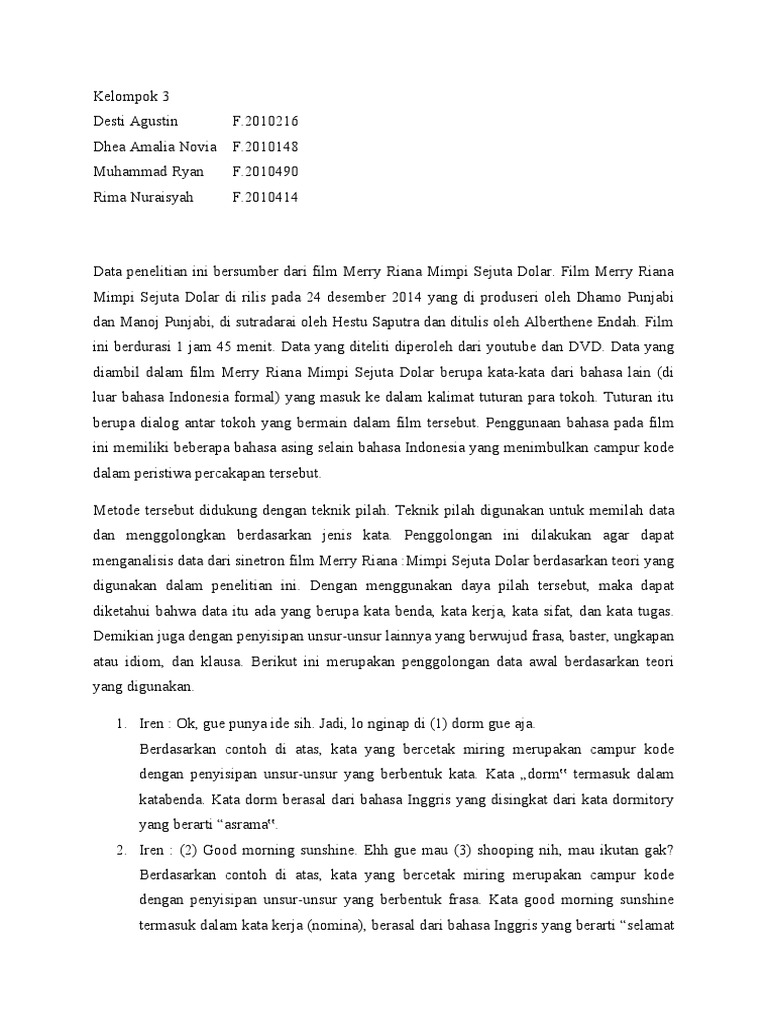 Analisis Film Sosiolinguistik (UAS) | PDF