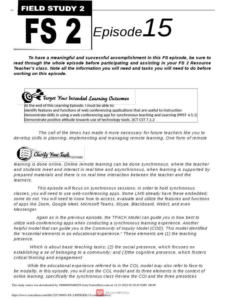 FS 2 Episode 15. | PDF | Web Conferencing | Learning FS 2 Episode 15. | PDF | Web Conferencing | Learning