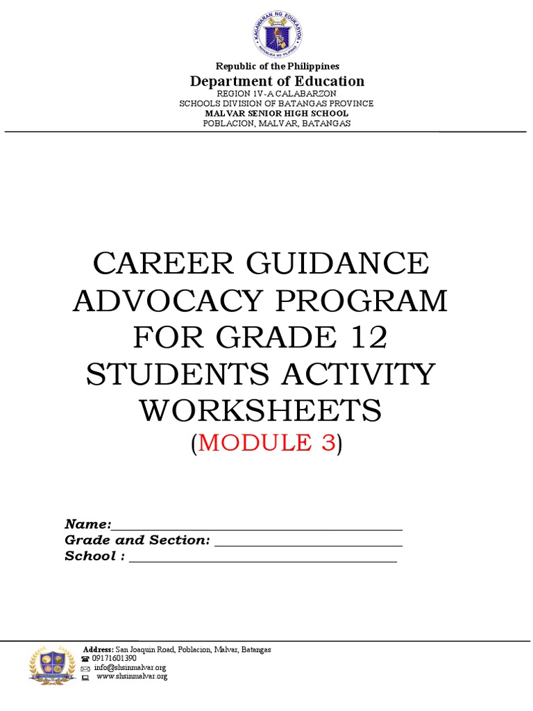 CGAP-Grade-12-Worksheet - MODULE 3 | PDF