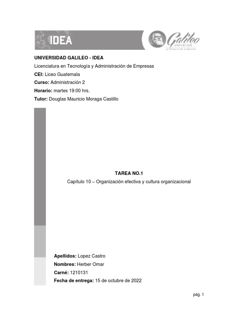 Tarea 1 Admon 2 | PDF | Planificación | Comportamiento