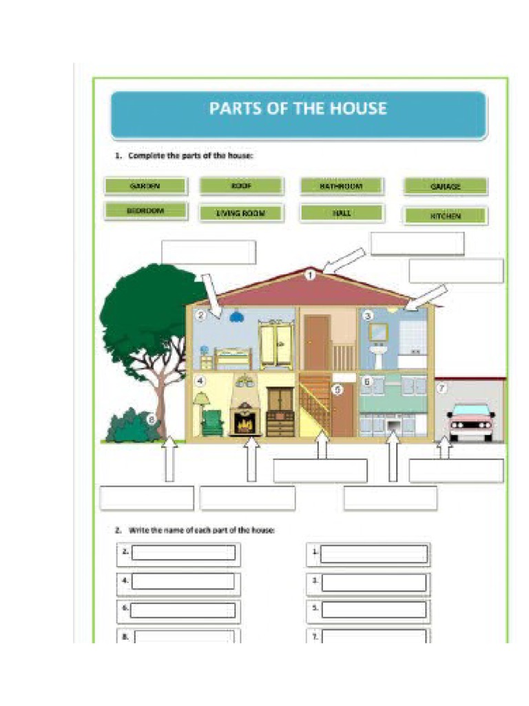 Parts of The House Worksheet | PDF