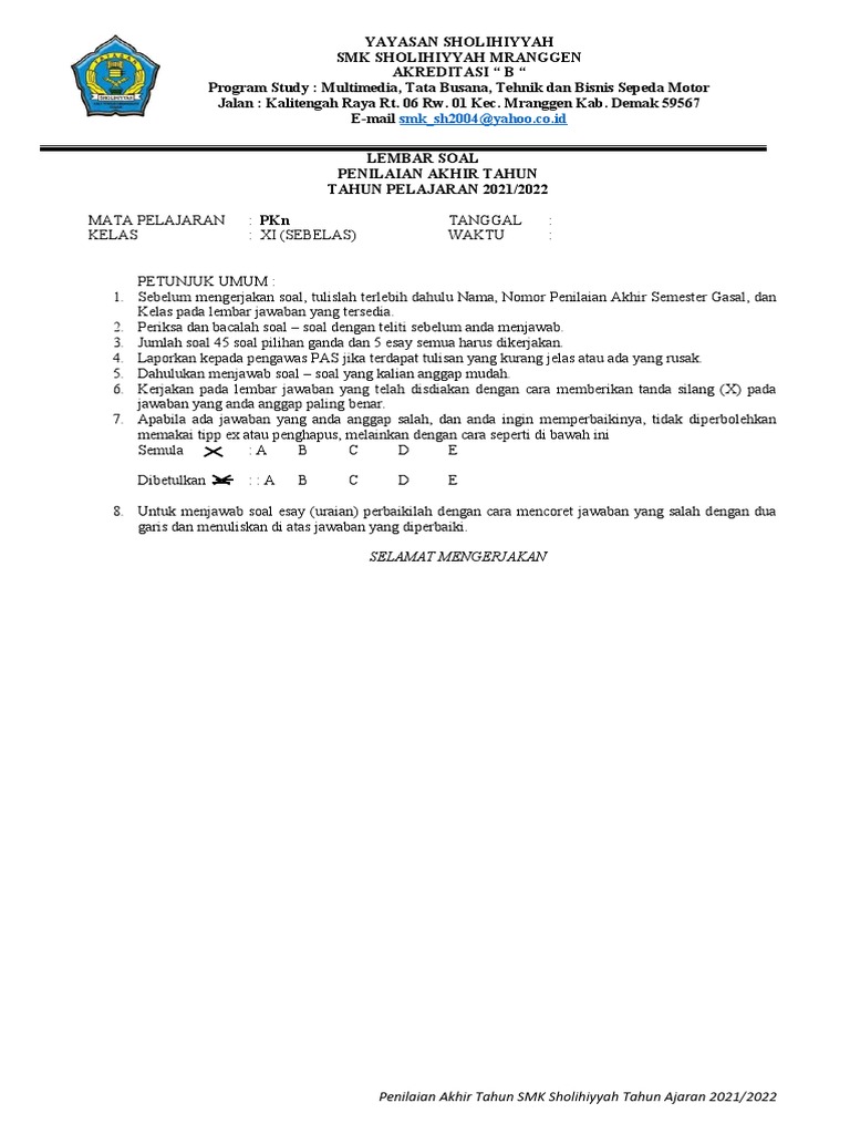 Soal PAT PKN Kelas 11 | PDF | Politik | Ilmu Sosial