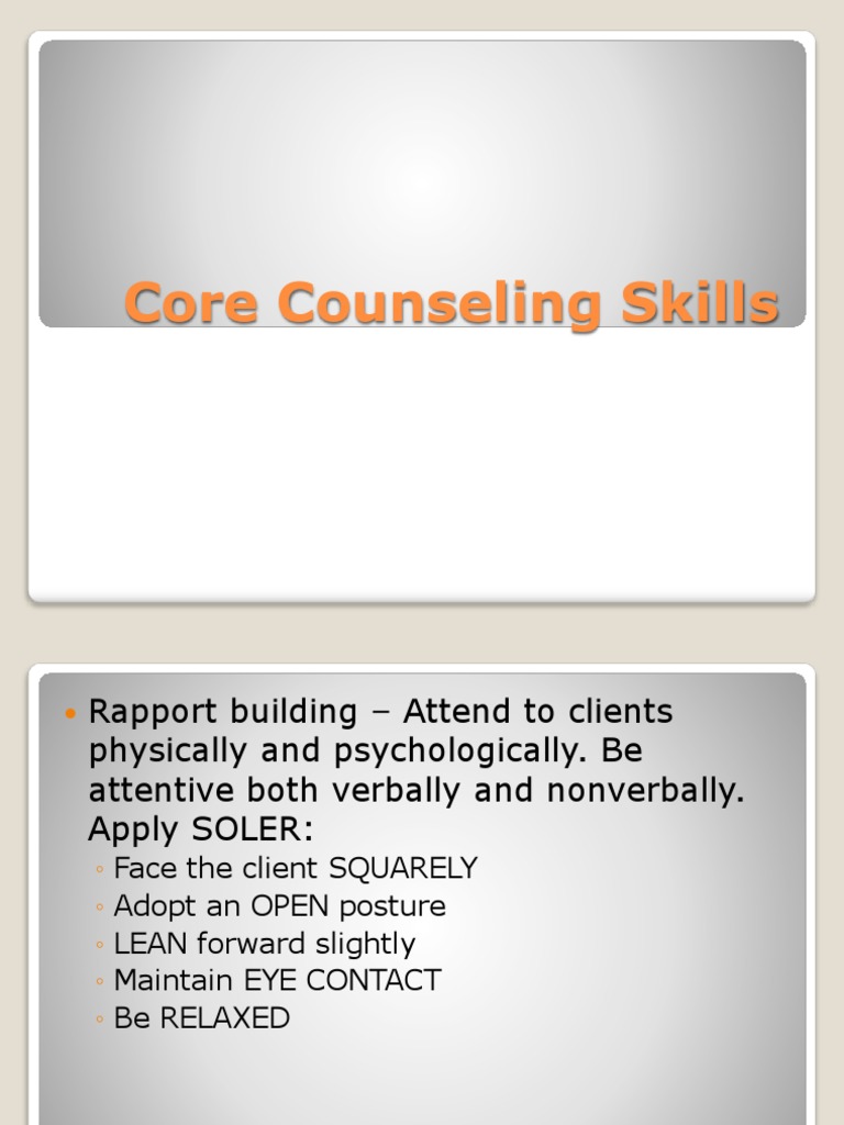 Core Counseling Skills | Download Free PDF | Behavior Modification ...