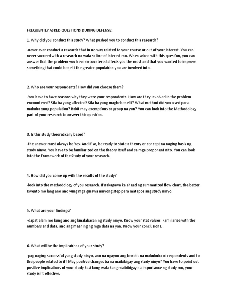 FAQs for Research Defense Preparation | PDF | Methodology | Science