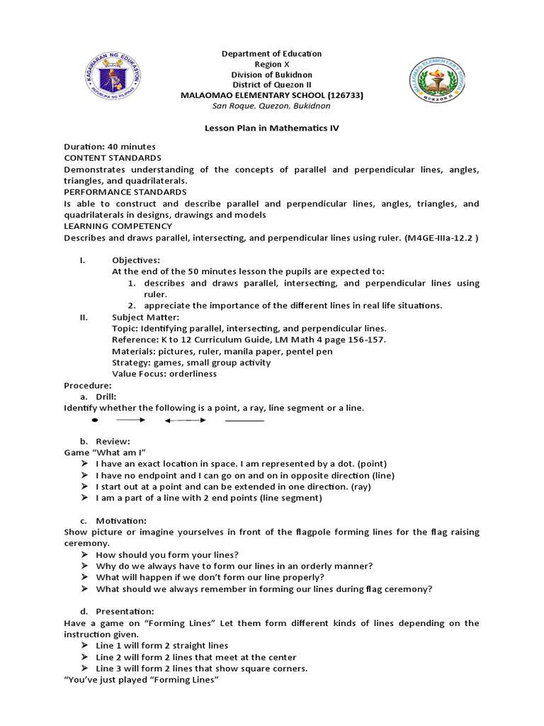 Identifying Parallel, Intersecting and Perpendicular Lines | PDF | Perpendicular | Geometry