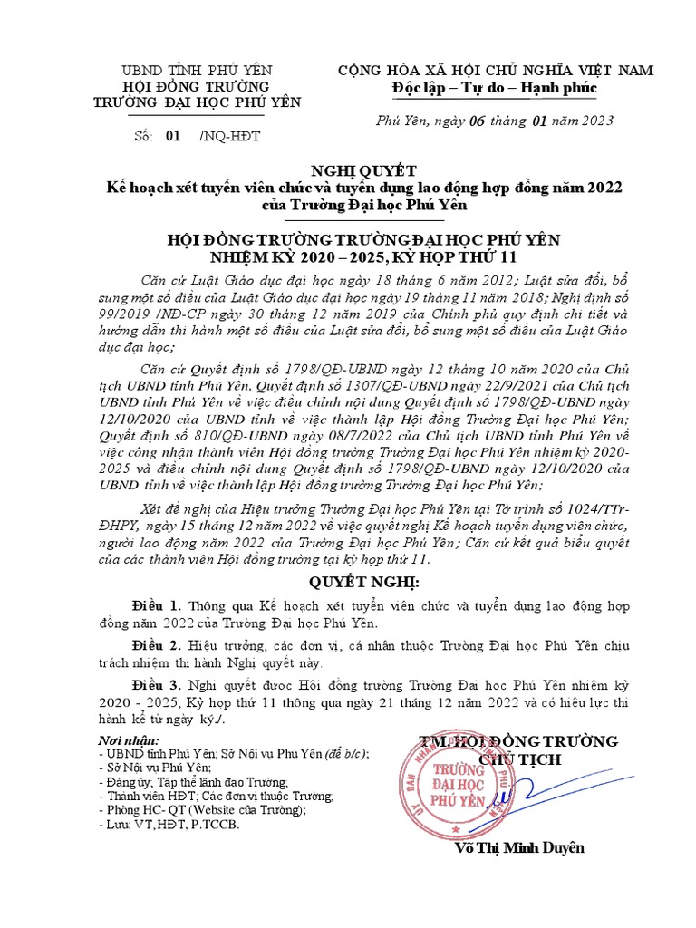 NQ - HĐT - Kế Hoạch Xét Tuyển Viên Chức, Tuyển Dụng Hợp Đồng Lao Động 2022.kyso | PDF