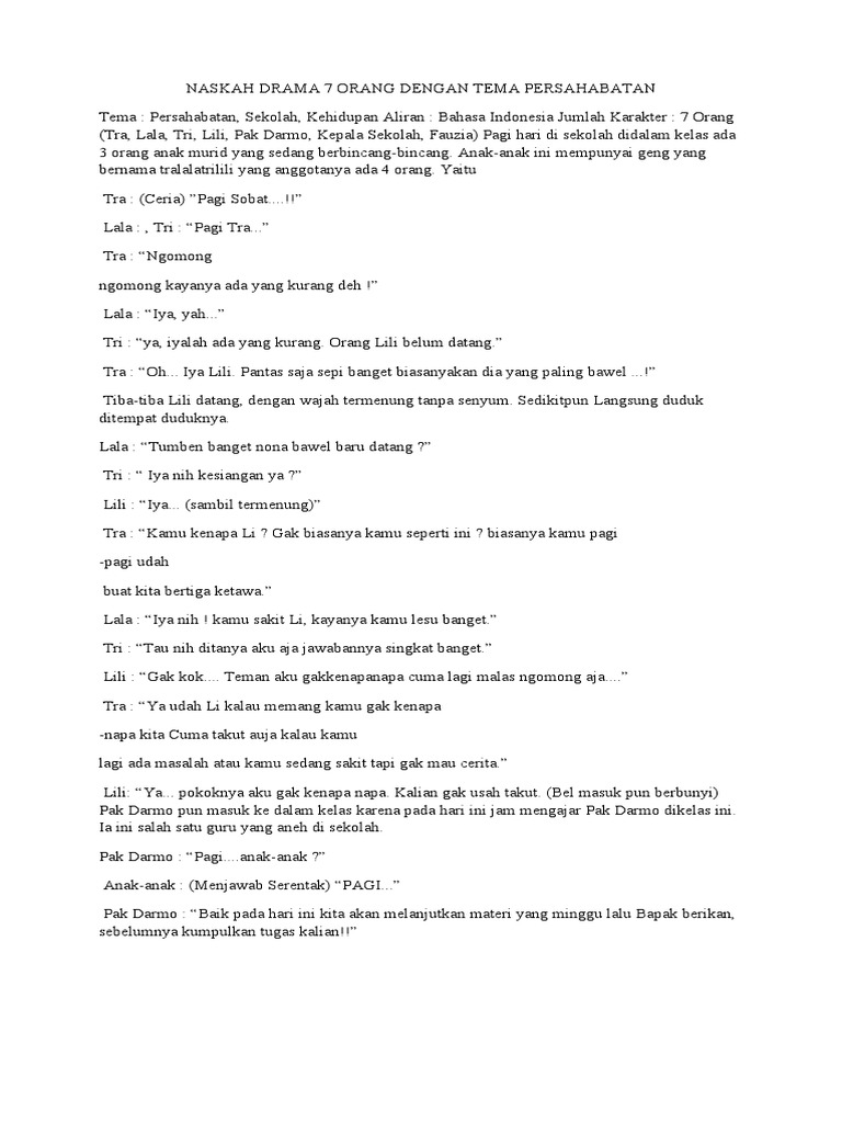 Askah Drama 7 Orang Dengan Tema Persahab | PDF