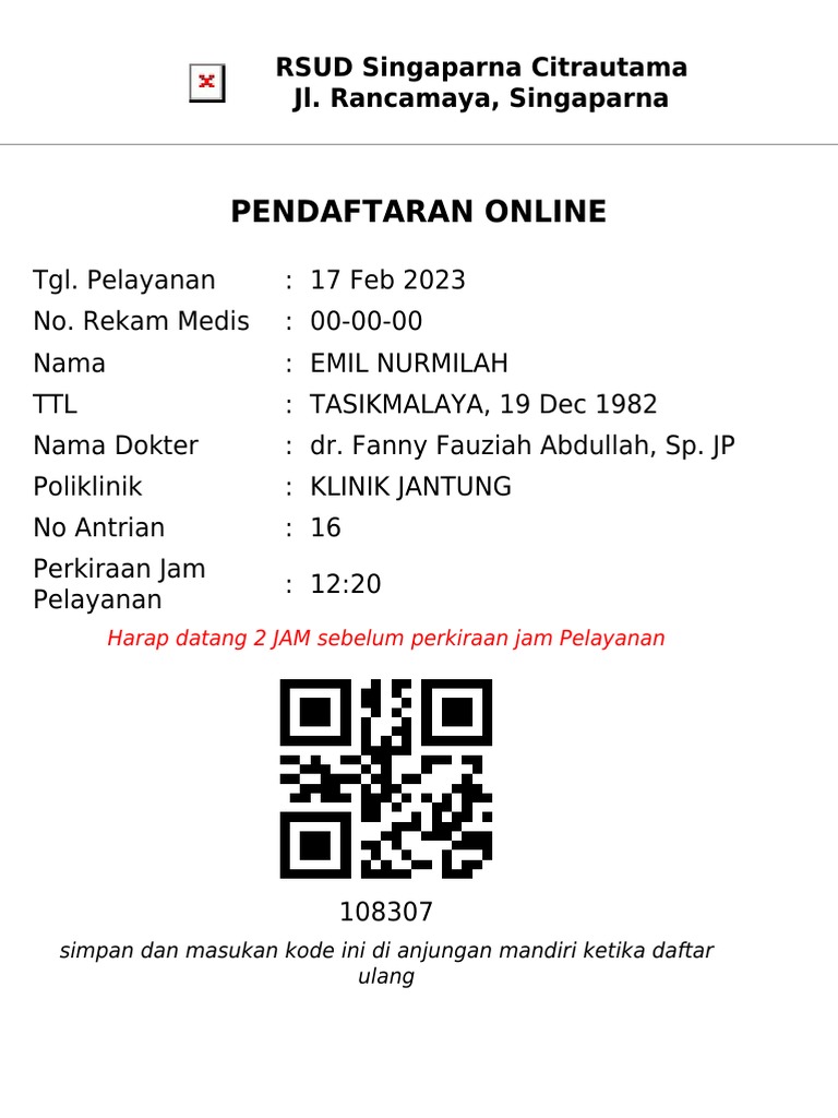Pendaftaran Online RSUD Singaparna | PDF