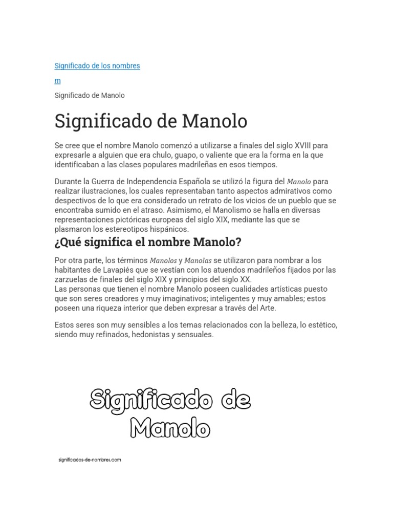 Etimologia Nombre Manolo | PDF