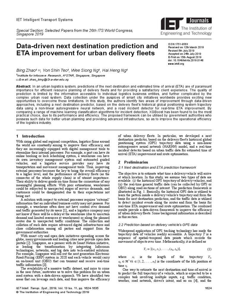 Data-Driven Next Destination Prediction and ETA Im | PDF | Time Series ...