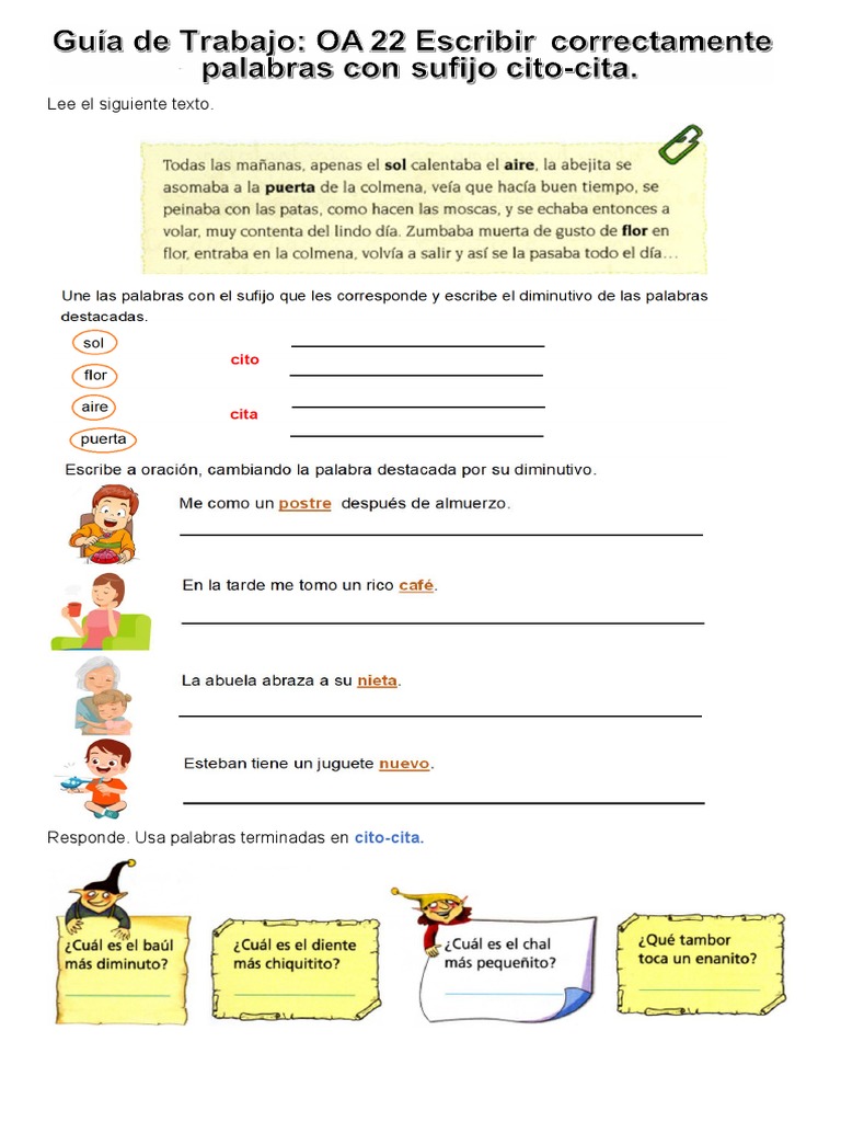 Palabras Con Sufijo Cito-Cita | PDF