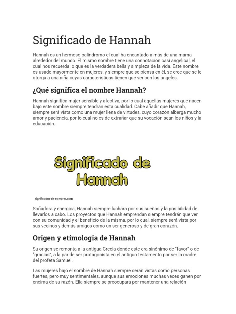 Significado de Hannah | PDF | Amor