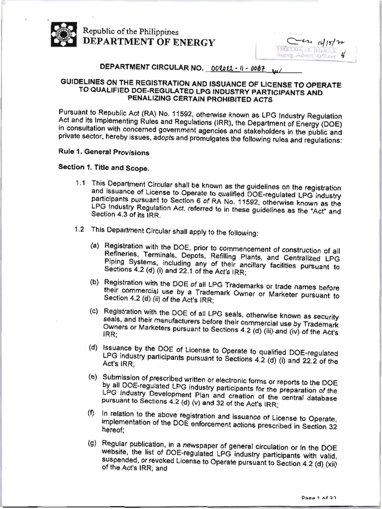 DC2022-11-0037 - Guidelines On The Registration and Issuance of License ...