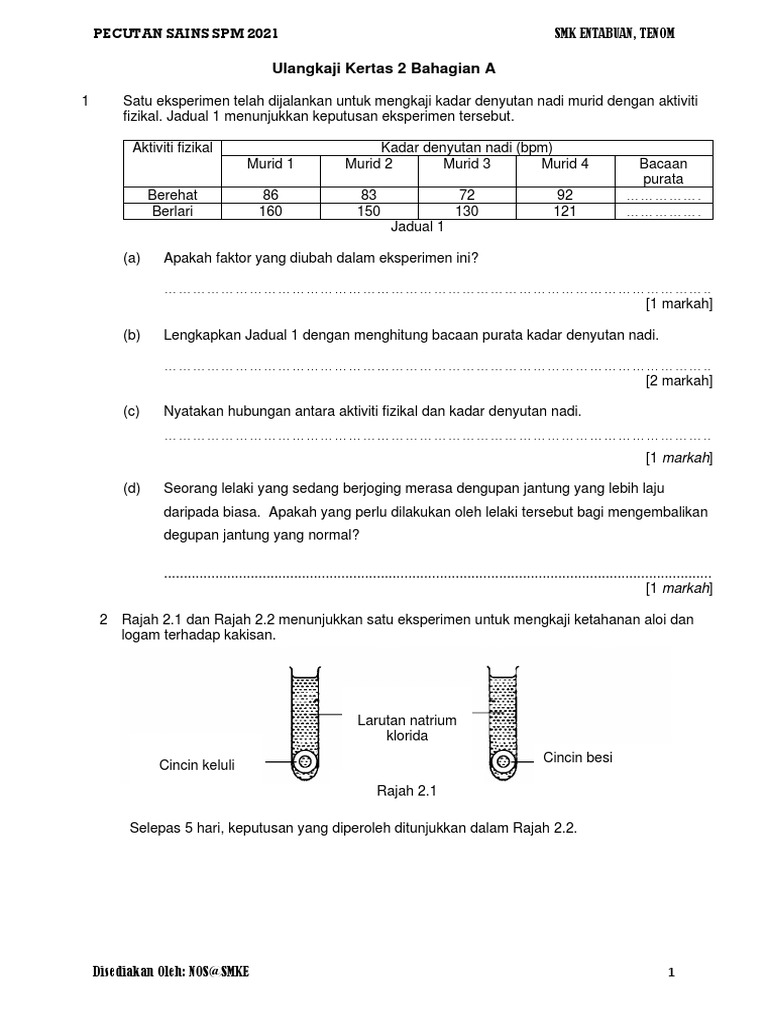 Pecutan Akhir Sains SPM 2021 | PDF
