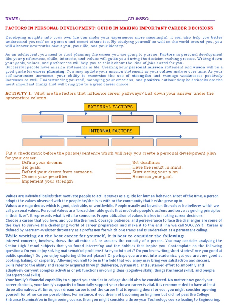 PERDEV Career Decision | PDF | Psychological Theories | Psychology