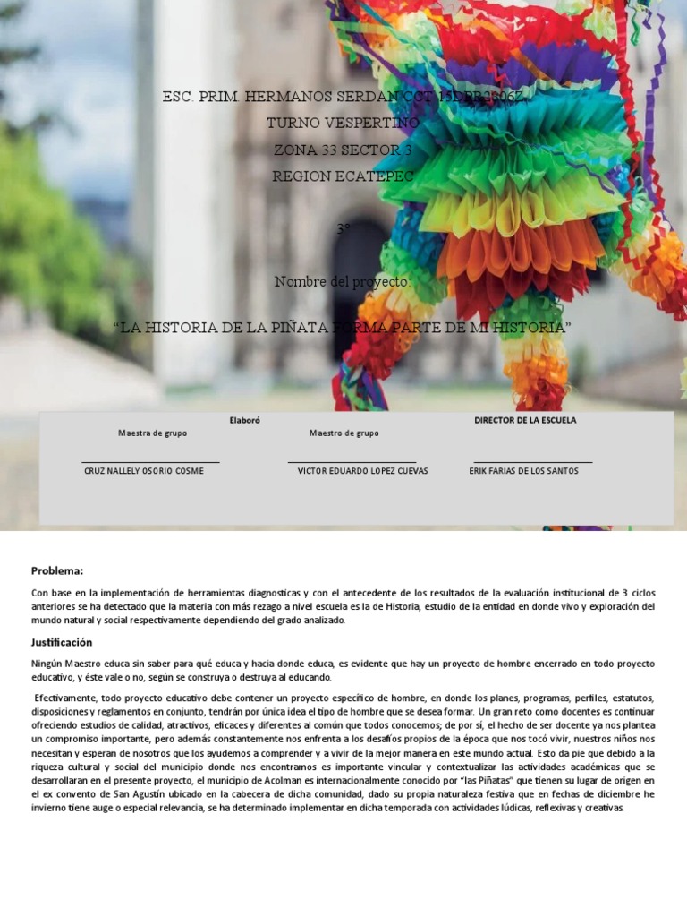 Historia y Proyecto de la Piñata | PDF | Residuos | Evaluación