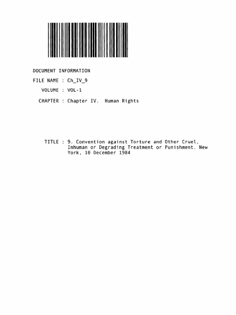 Convention Against Torture And Other Cruel Inhuman Or Degrading