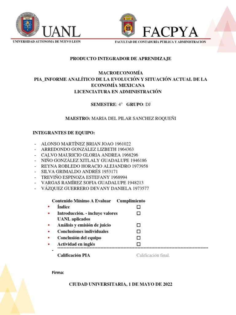 Pia - Informe Analítico de La Evolución y Situación Actual de La ...