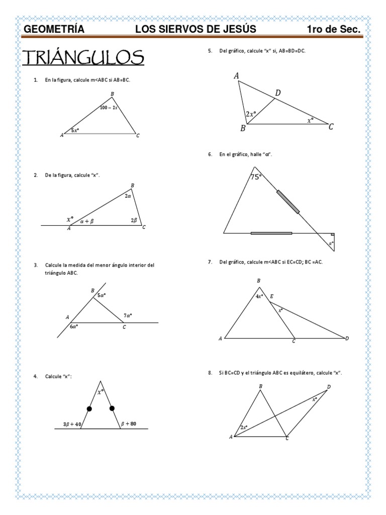 Triángulos 1ro Sec. | PDF | Triángulo | Entero