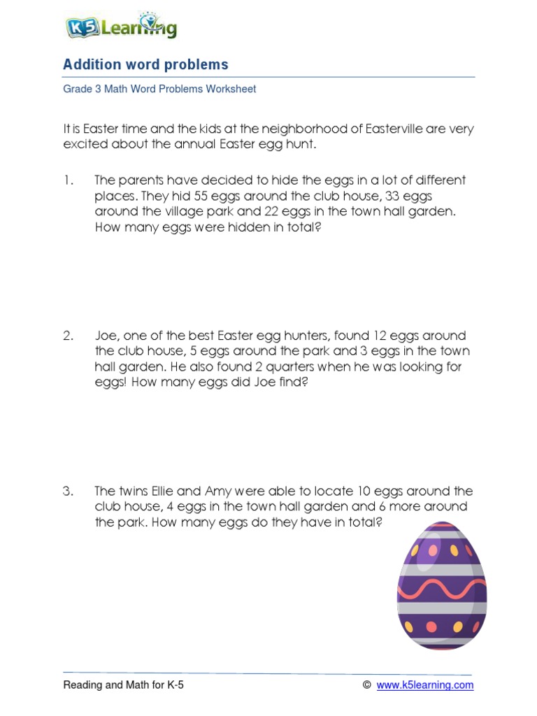 Grade 3 Addition Word Problems A4 | PDF