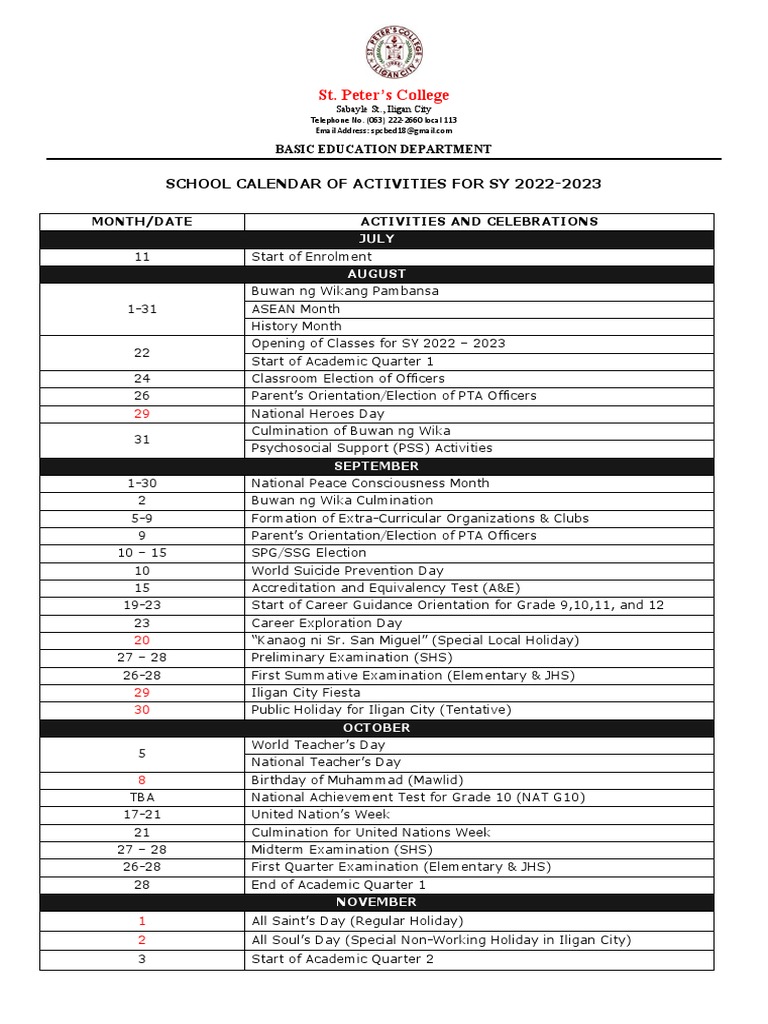 School Calendar 2022 2023 | PDF | Academic Term | Middle Schools