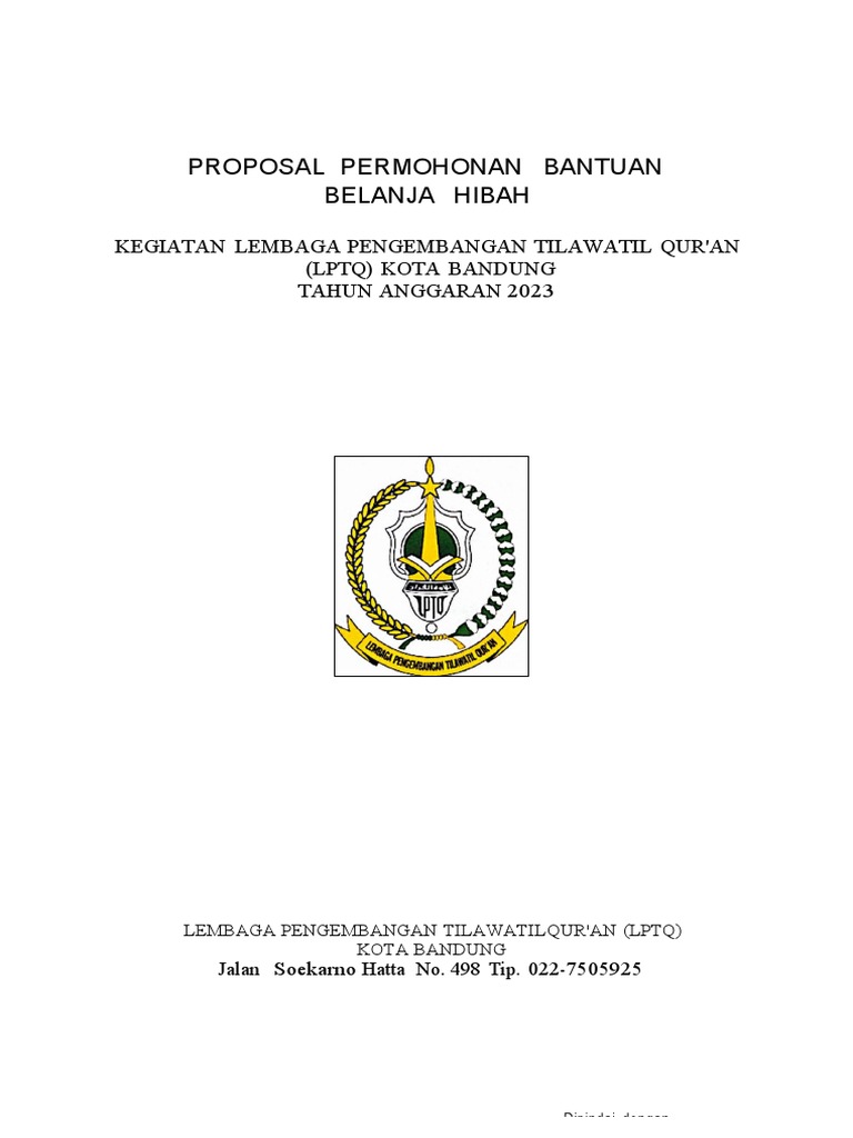 Proposal Bantuan MTQ LPTQ Bandung 2023 | PDF