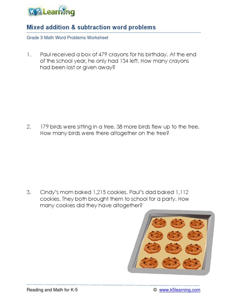 Grade 3 Mixed Addition Subtraction Word Problems A7 | PDF