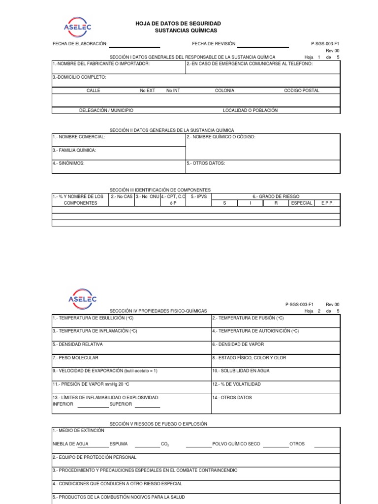 Hoja datos seguridad sustancias químicas | PDF | Agua | Materiales
