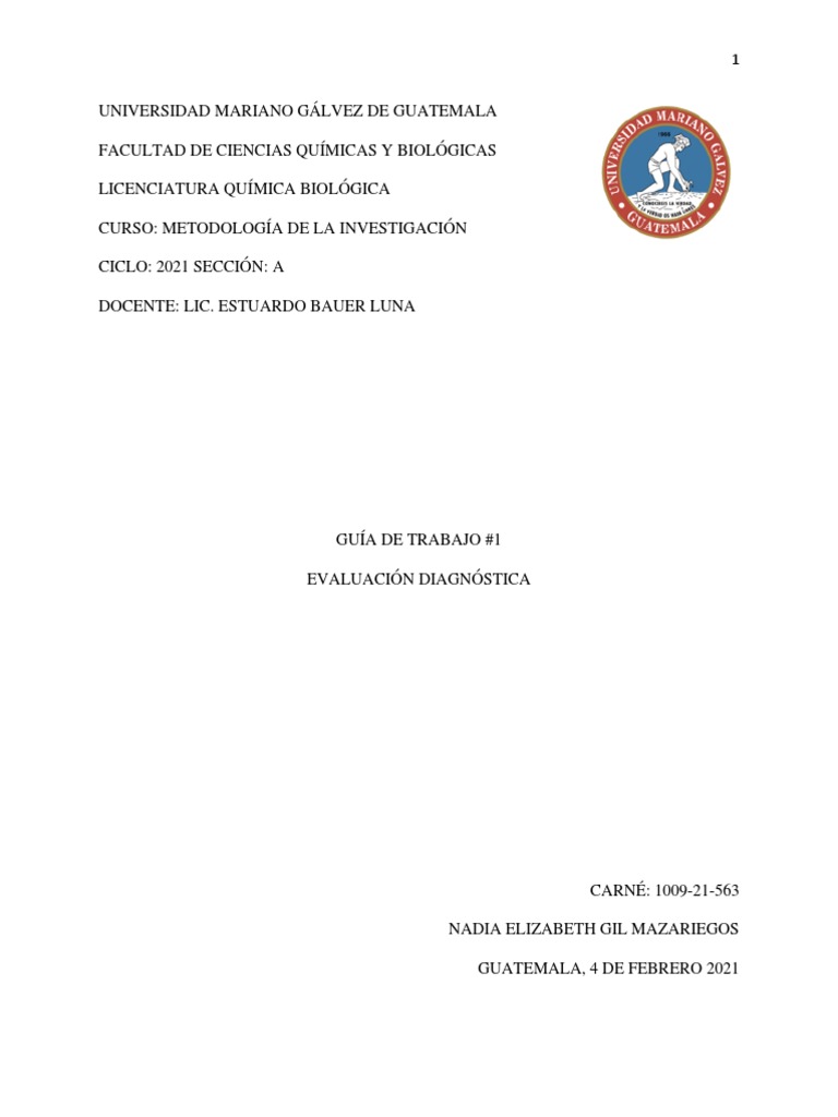 Nadia Gil Evaluación Diagnóstica | PDF | Método científico | Evaluación