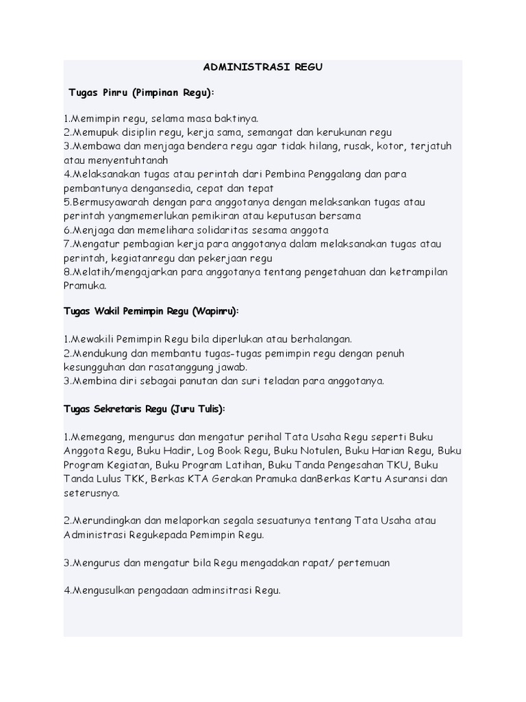 Administrasi Regu | PDF