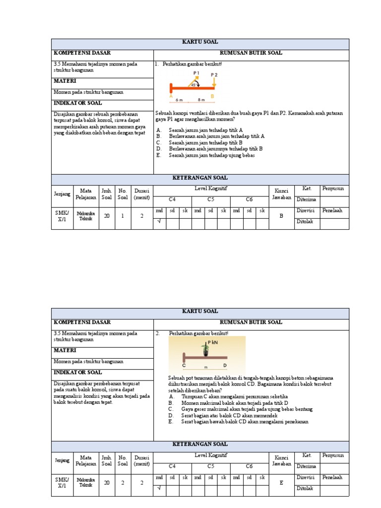 Kartu Soal Untuk UAS | PDF