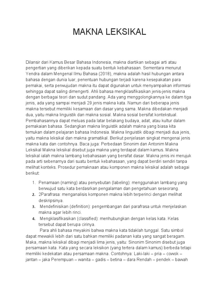 Makna Leksikal Dan Gramatikal | PDF