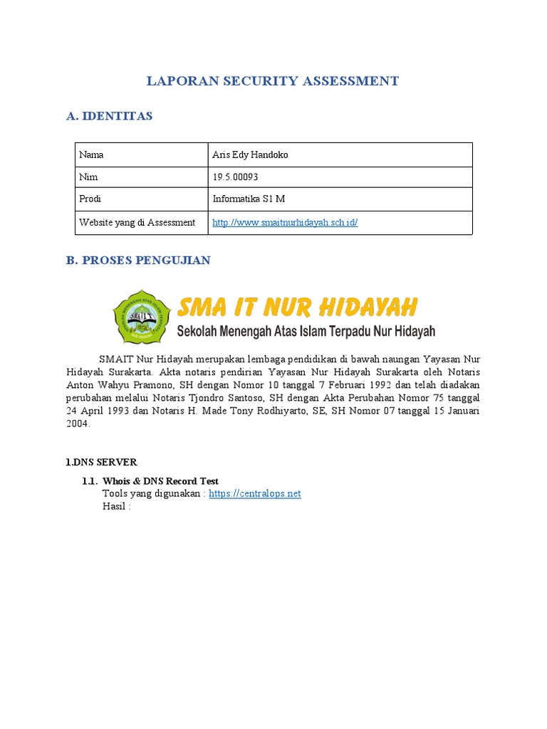 Laporan Security Assessment | PDF