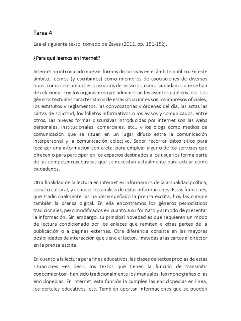 Tarea 4 Lectura | PDF | Internet | Blog