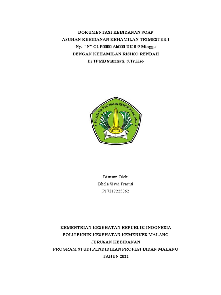 Dokumentasi SOAP Kehamilan Trimester I | PDF