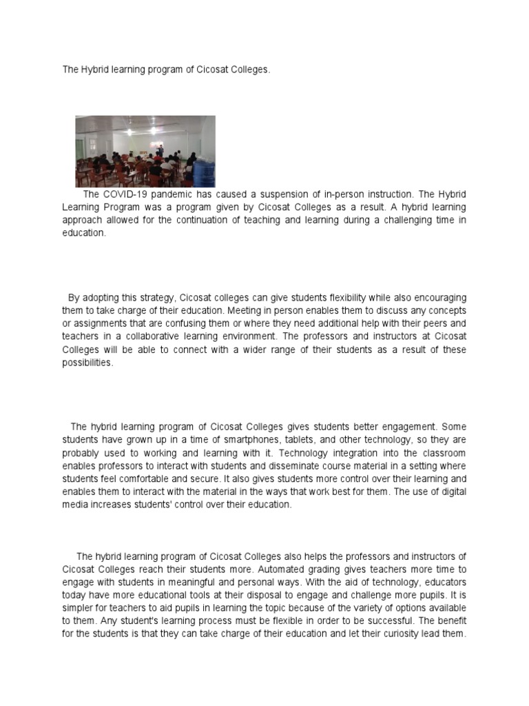The Hybrid Learning Program of Cicosat Colleges-1 | PDF | Learning ... The Hybrid Learning Program of Cicosat Colleges-1 | PDF | Learning ...