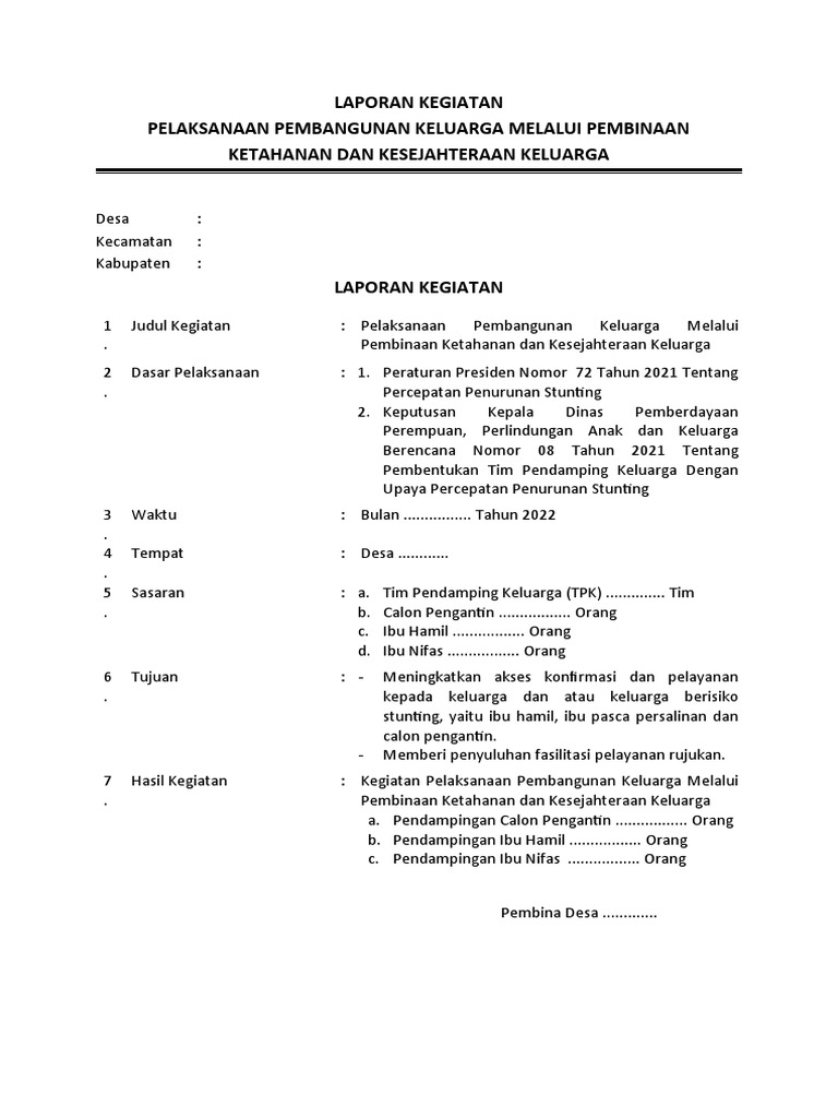 Laporan Kegiatan Tim Pendamping Keluarga | PDF