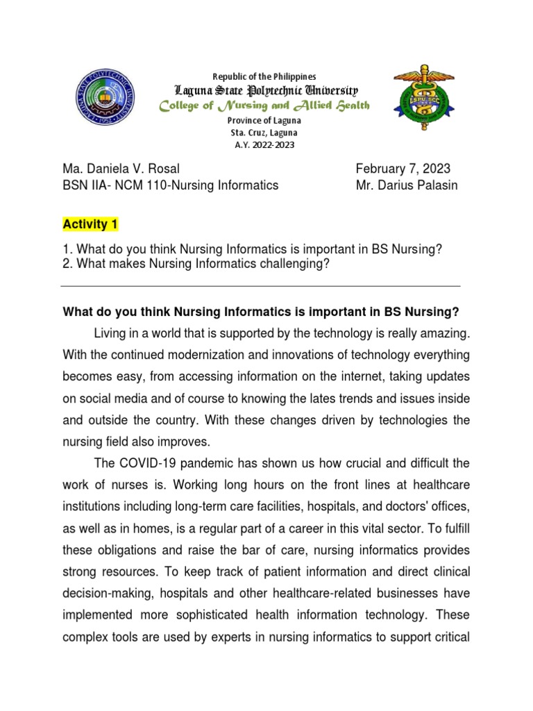 Nursing Informatics Importance | PDF | Nursing | Health Informatics