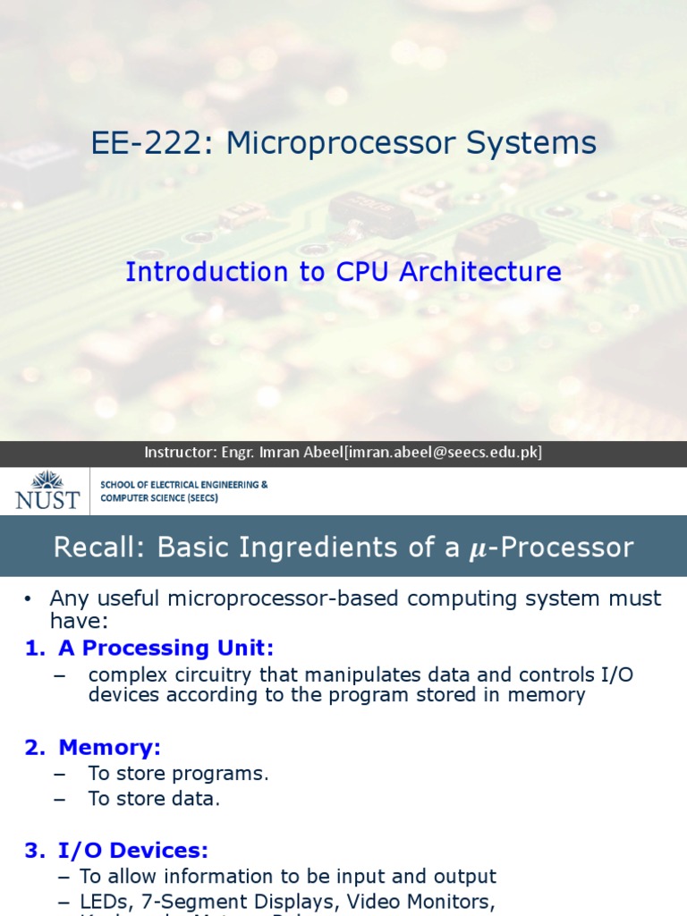L02-Introduction To CPU Architecture | PDF | Input/Output | Central Processing Unit