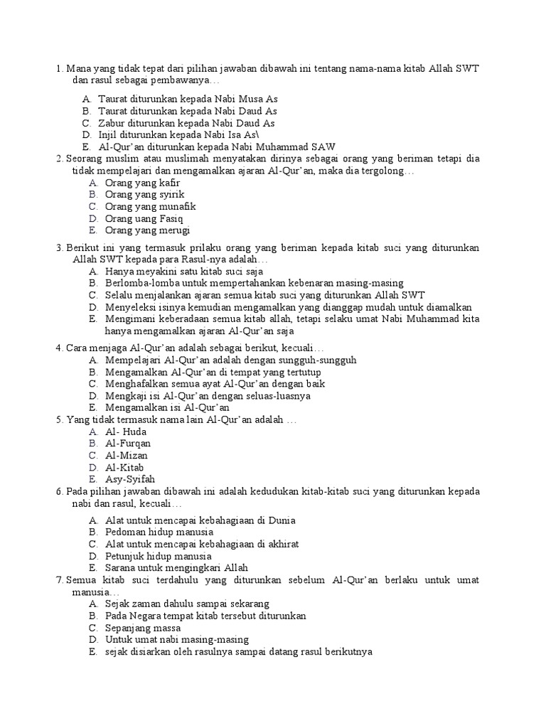 Soal Pai Kelas Xi-1 | PDF
