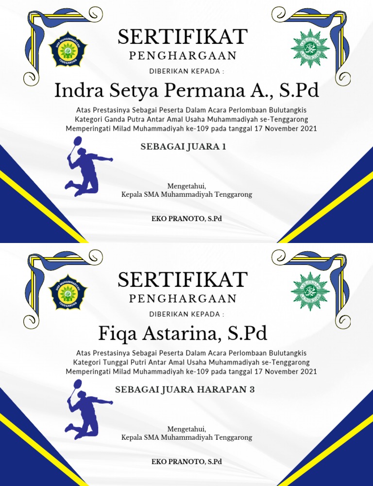 Sertifikat Pak Indra Ngan Bu Fiqa - 3 | PDF