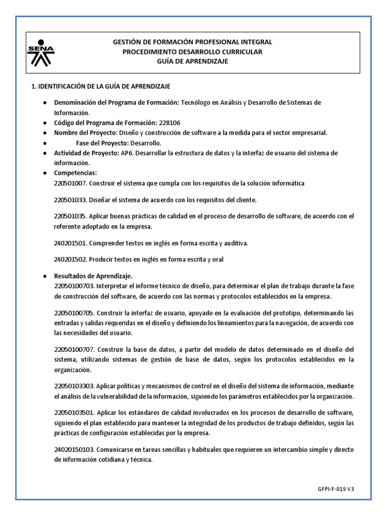 Guia de Aprendizaje 6 | PDF | Software | Bases de datos