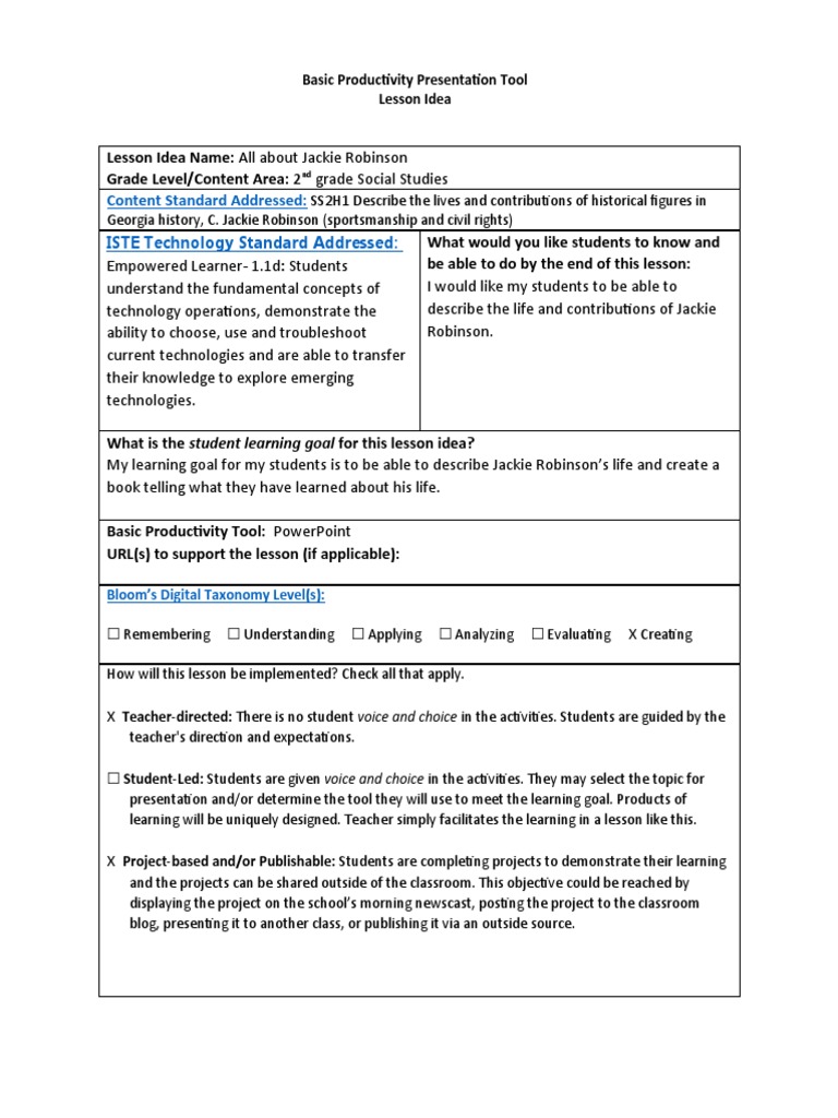 Bpts Basic Productivity Tools Lesson Idea Template | PDF | Learning ...