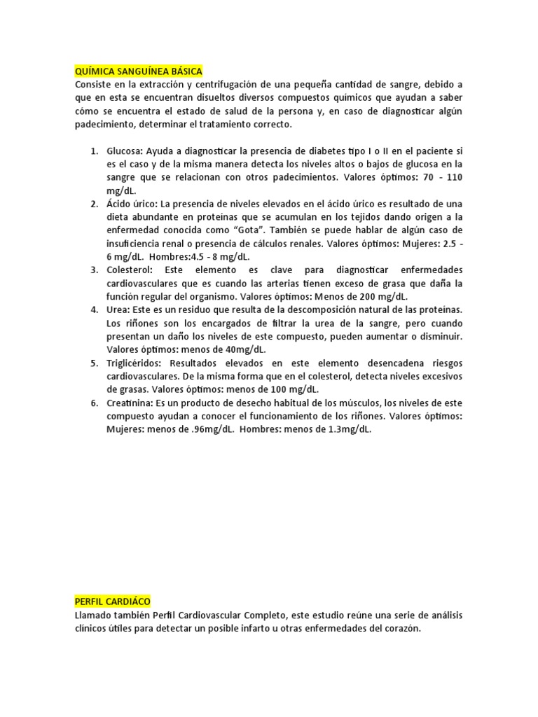 Análisis de Química Sanguínea Básica | PDF | Sangre | Sistema circulatorio