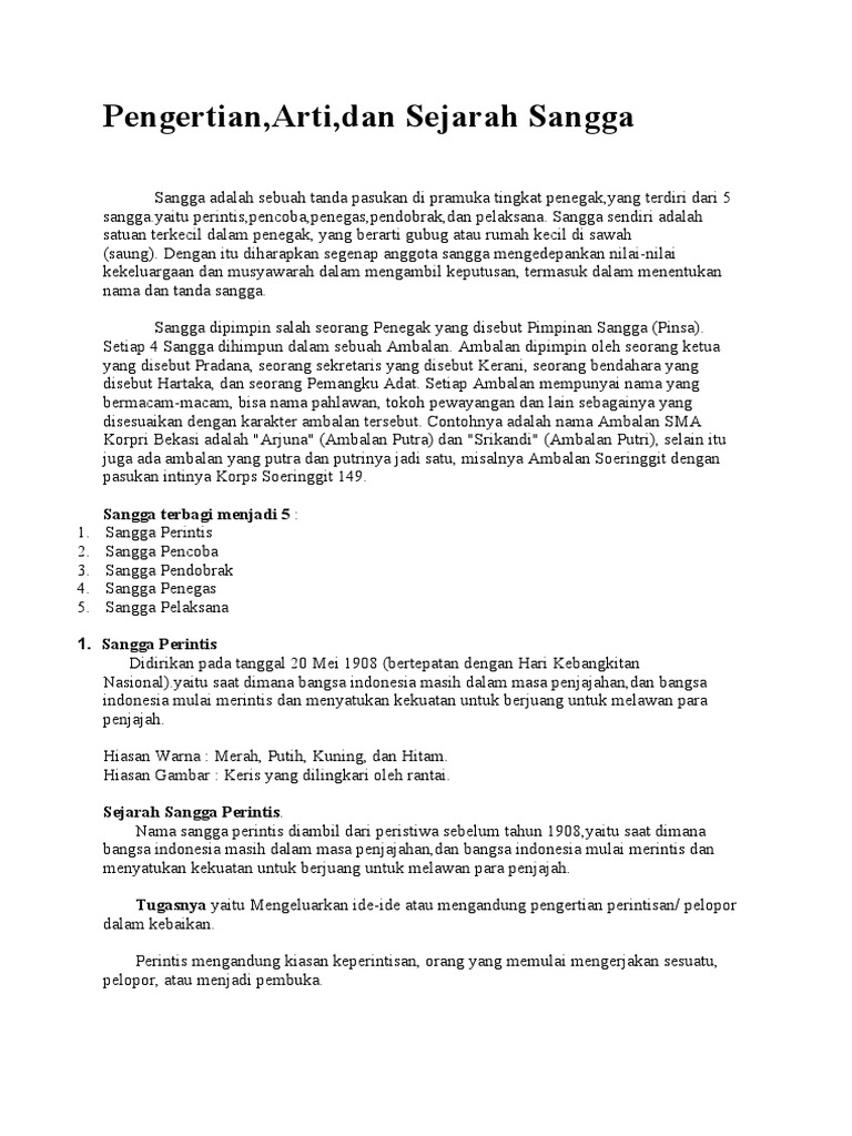 Sejarah dan Arti Sangga Pramuka | PDF