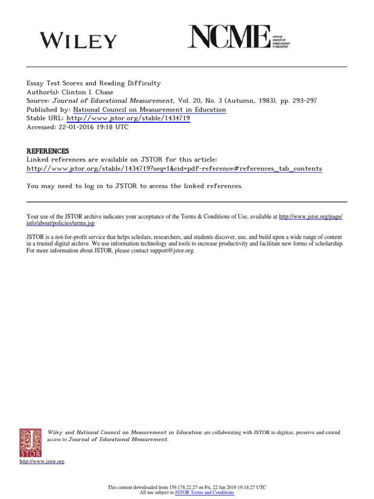 Essay Scores vs. Reading Difficulty | PDF | Psychometrics | Essays