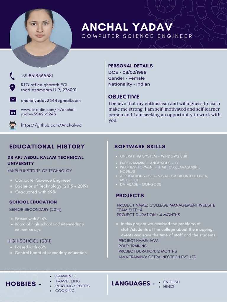 Anchal Resume | PDF | Computing | Software Engineering