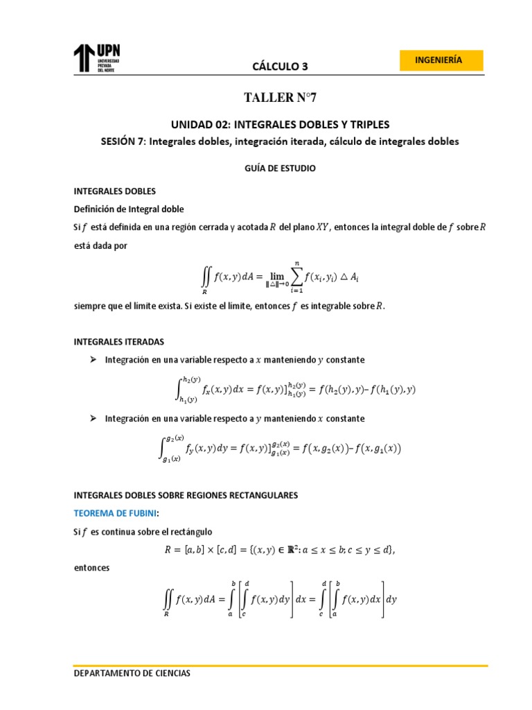 Guía de Integrales Dobles e Iteradas | PDF | Integral | Análisis matemático
