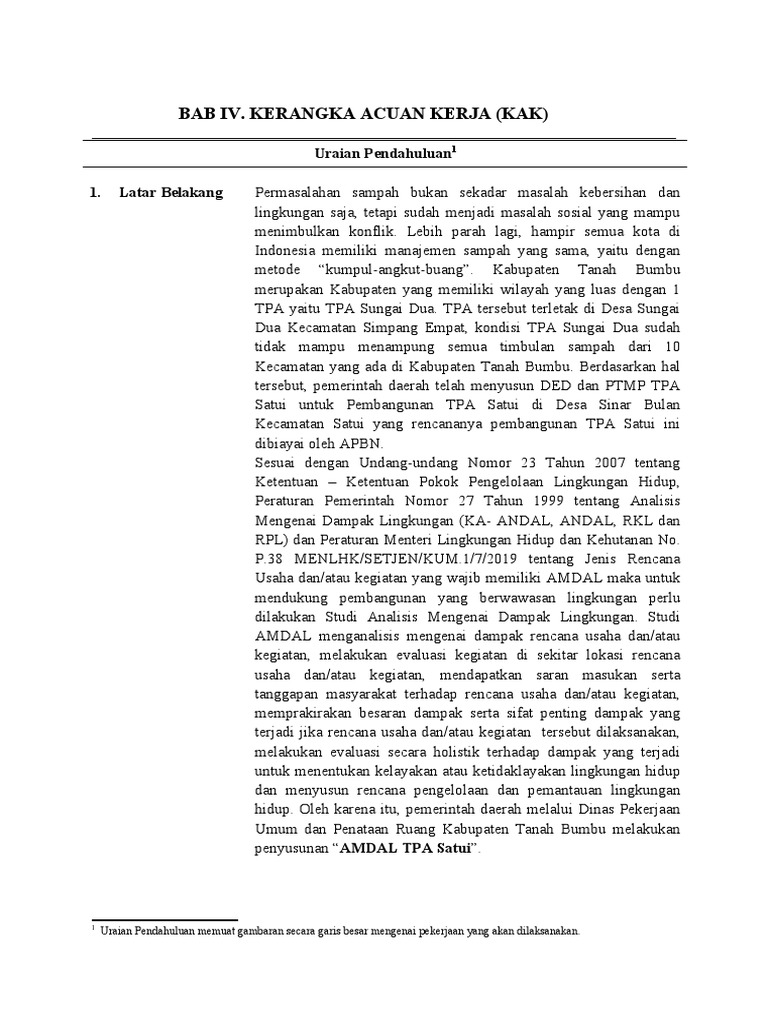 KAK AMDAL Pembangunan TPA | PDF