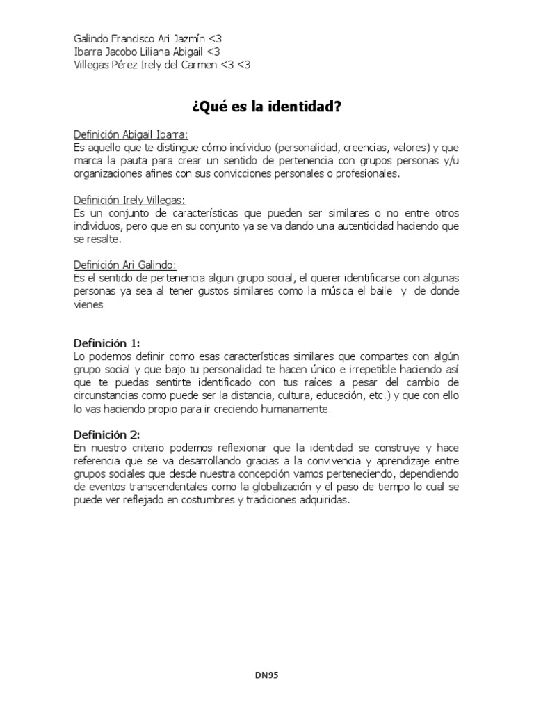 ¿Qué Es La Identidad? | PDF